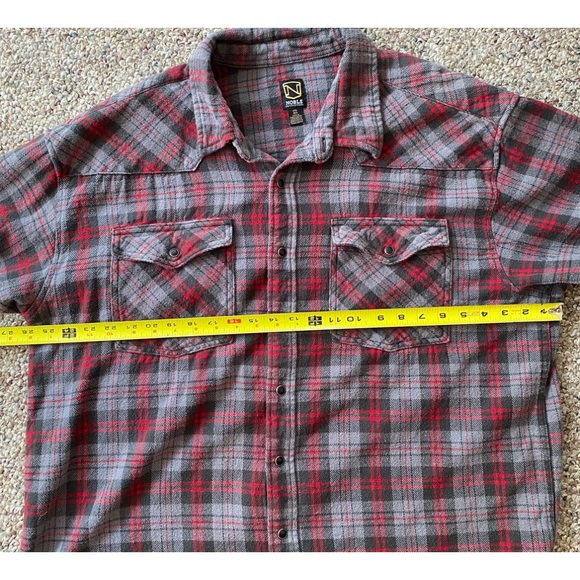 Noble | Shirts | Noble Outfitters Pearl Snap Mens Heavy Red Gray Plaid ...